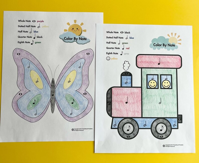 Color by Note, Fun Intro to Time Values Color Coded Instructions, Music ...