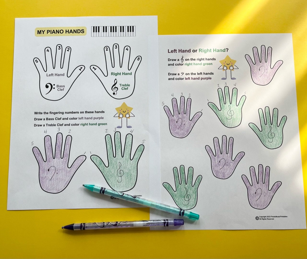 My Piano Hands, Learning Treble Clef Hand, Bass Clef Hand, Piano ...