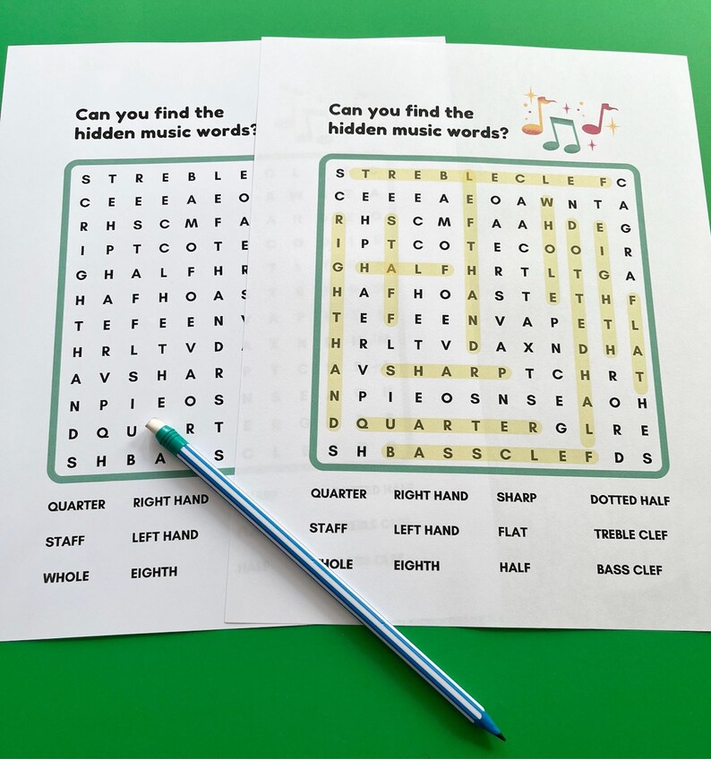Music Word Search, Beginner Music Words, Piano Lesson Word Search ...