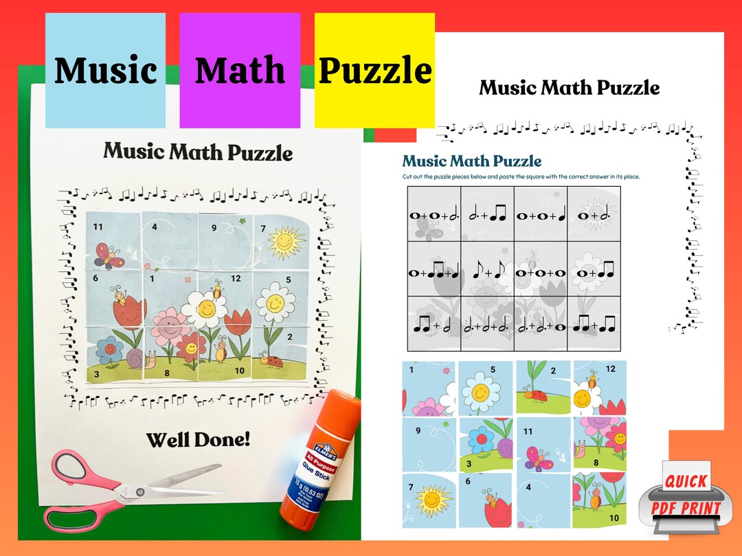 Music Math Puzzle! Add the Time Values. Cut and Paste. Music Theory Fun ...