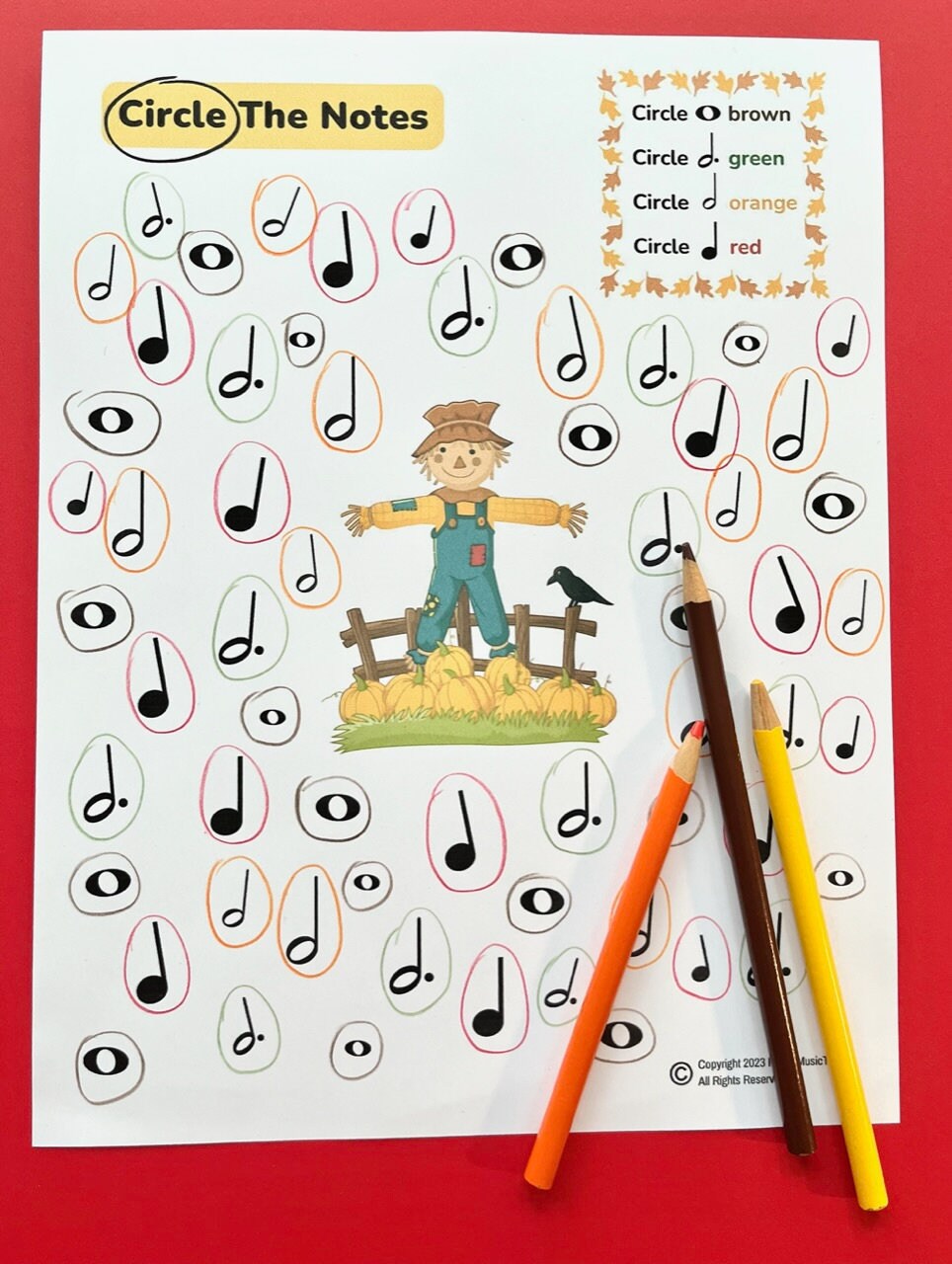 Fall Theme Music Alphabet and Time Values - Music Theory Printable ...