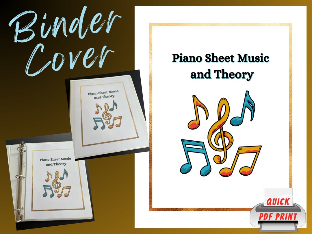 Music Binder Cover - Piano Sheet Music and Theory. Add a Pop of Color ...
