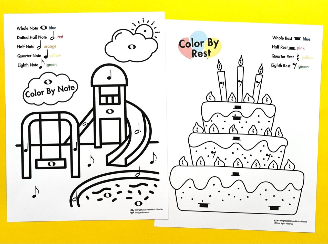 Music Color by Note and Color by Rest, Beginner Fun! Music Theory ...