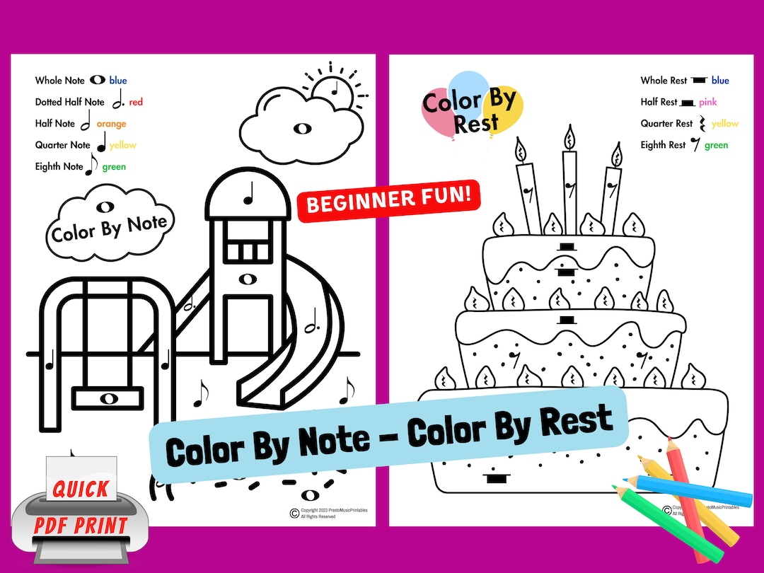 Music Color by Note and Color by Rest, Beginner Fun! Music Theory ...