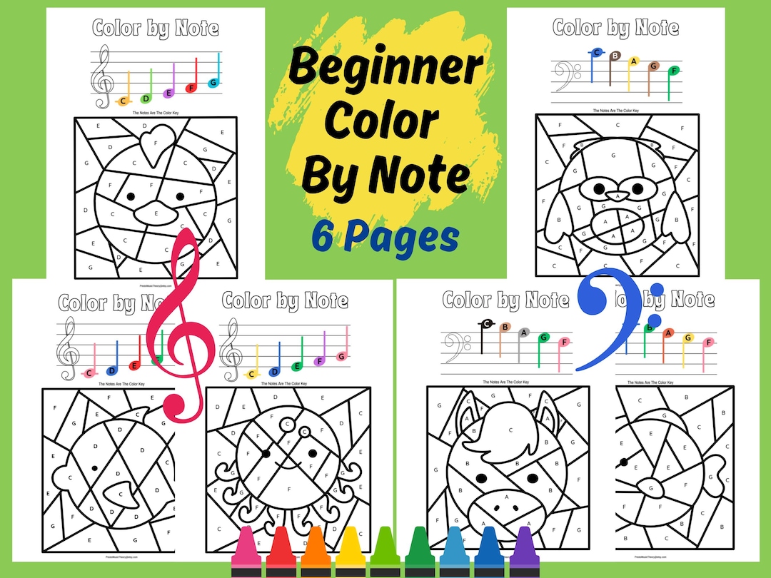 Beginner Color by Note, Beginner Note Names, Beginner Music Worksheets ...