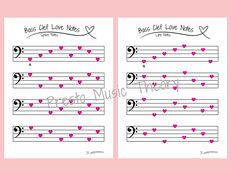 Valentine Music Note Name Worksheets, Valentine Note Names, Treble and ...