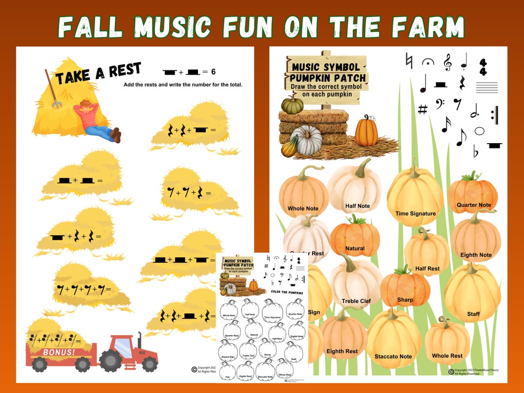 Fall Music Fun on the Farm! Music Symbols, Music Rests, Fall Music ...