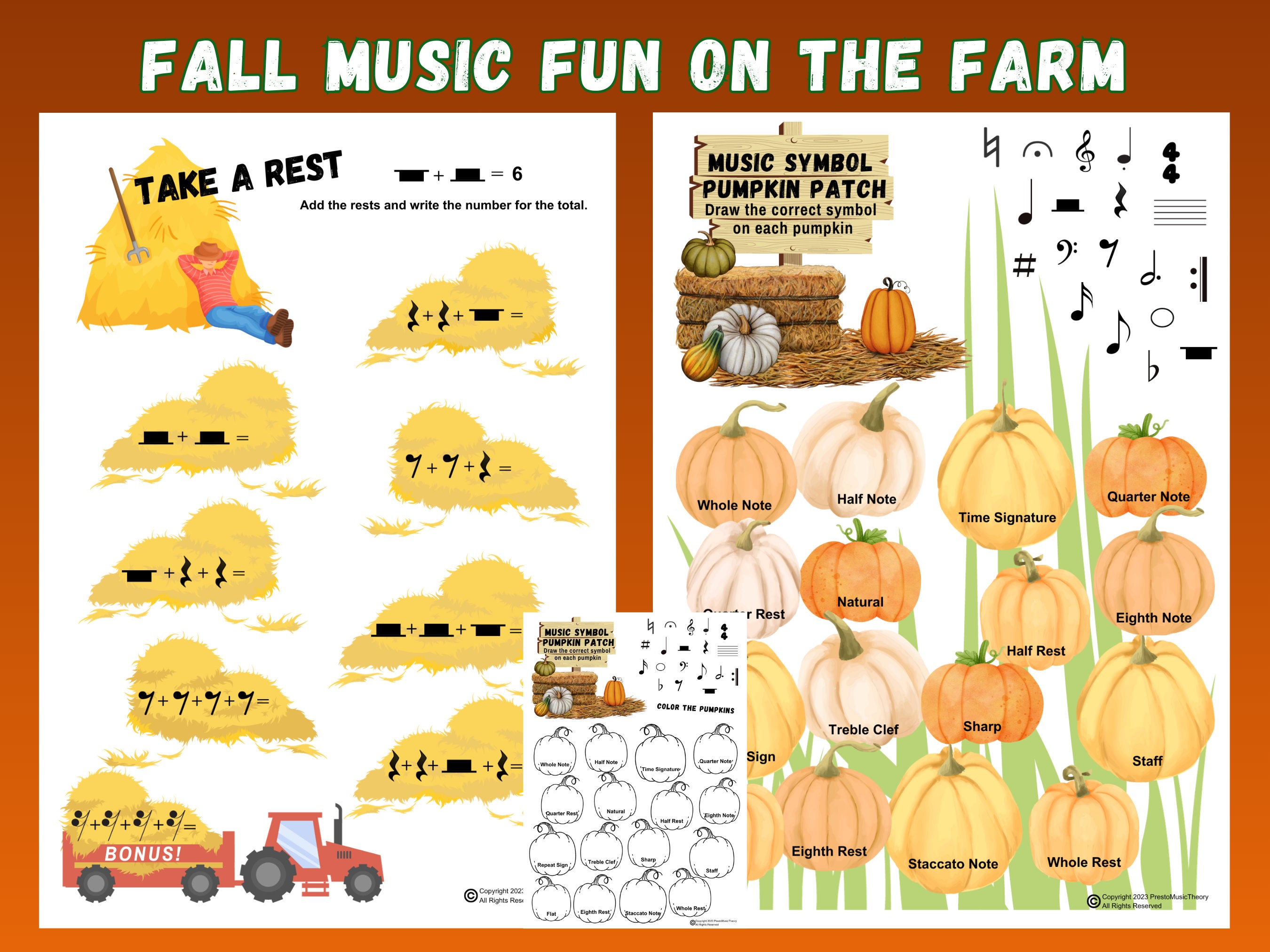Fall Music Fun on the Farm! Music Symbols, Music Rests, Fall Music ...