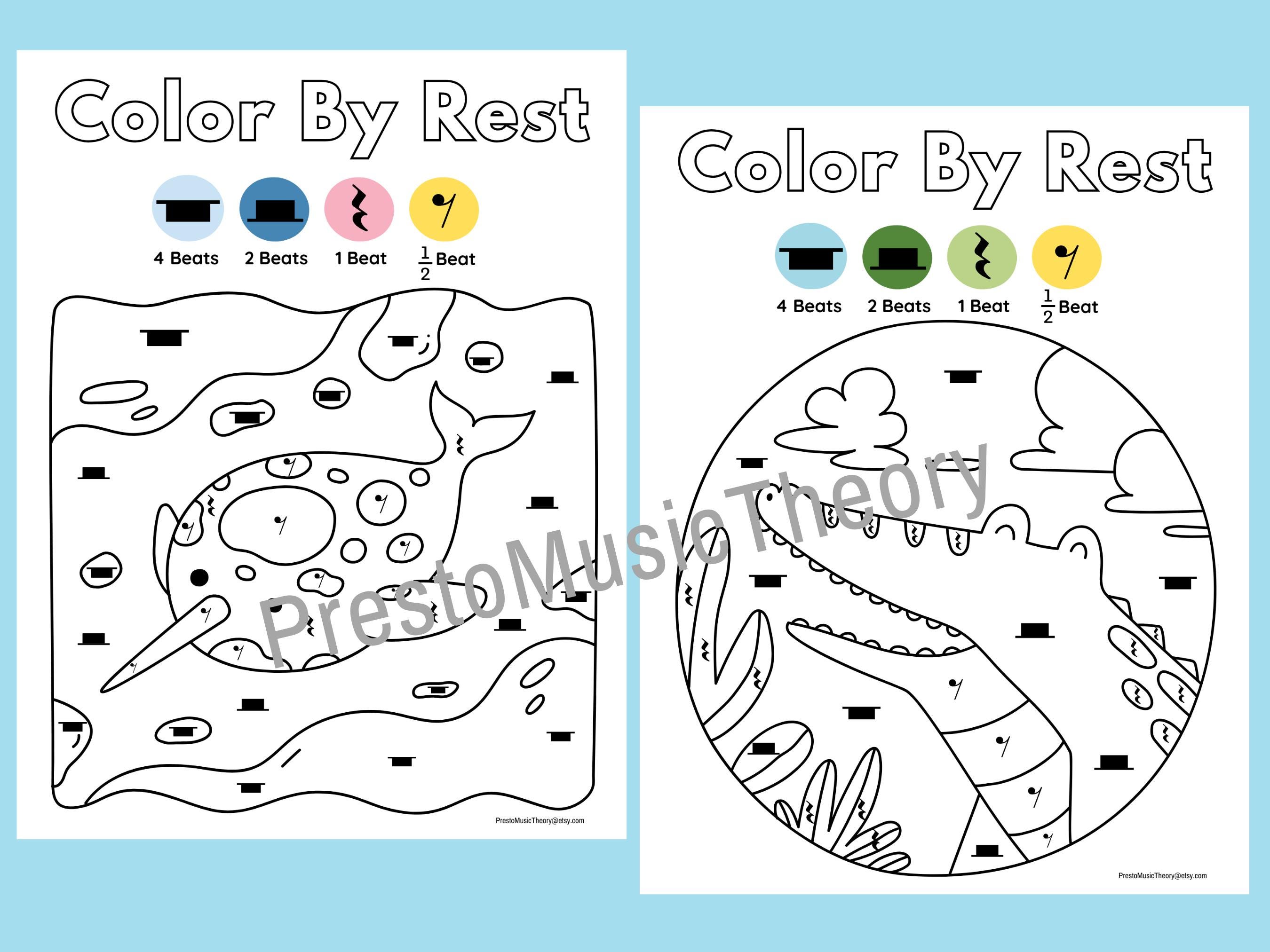Color by Rest, Music Rest Worksheets, Music Rest Coloring Pages ...