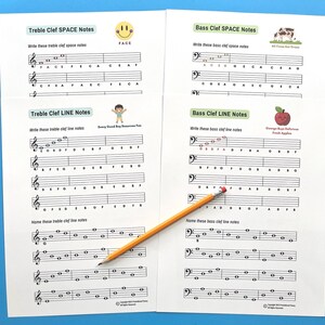 Music Note Names, Note Reading, Treble and Bass Clef Lines and Spaces ...