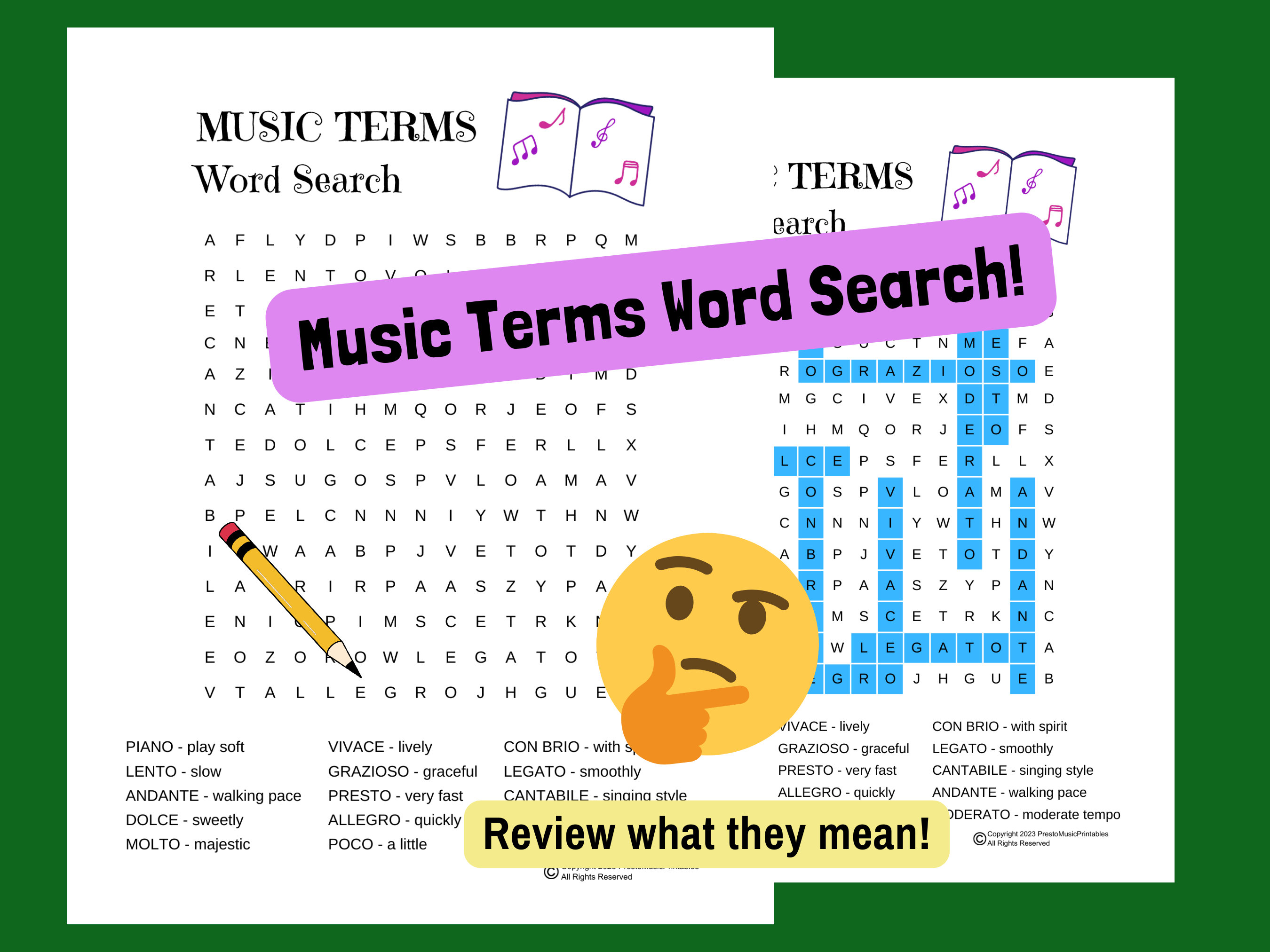 Music Word Search, Music Terms, Find Them and Review What They Mean ...