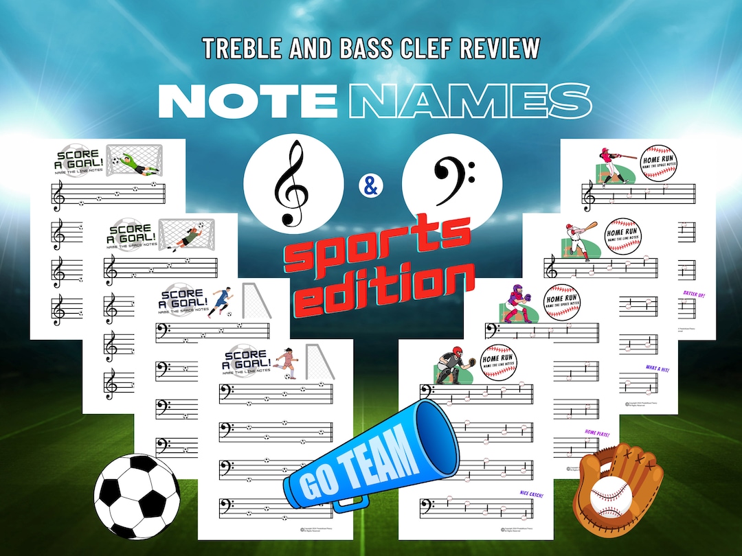 Music Note Name Review Sports Edition! Note Reading, Naming Notes ...