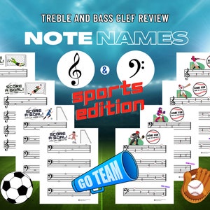 Music Note Name Review Sports Edition! Note Reading, Naming Notes ...