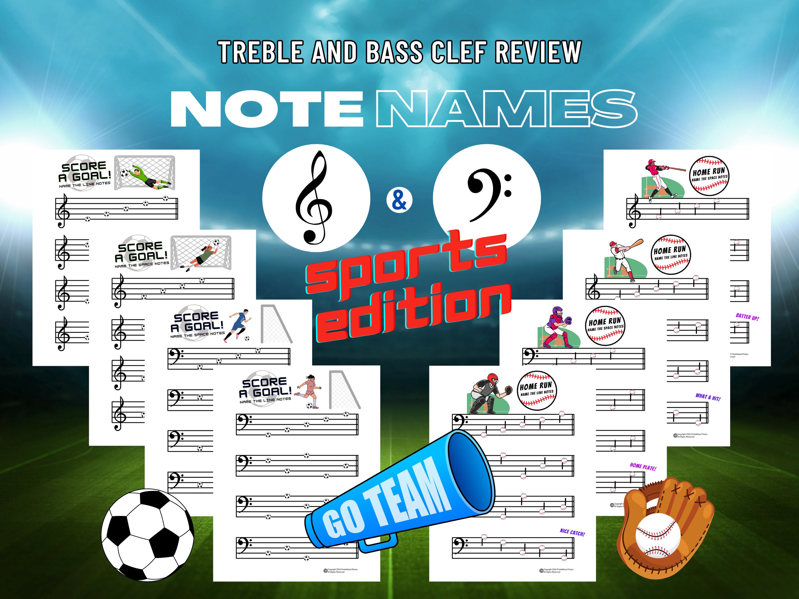 Music Note Name Review Sports Edition! Note Reading, Naming Notes ...