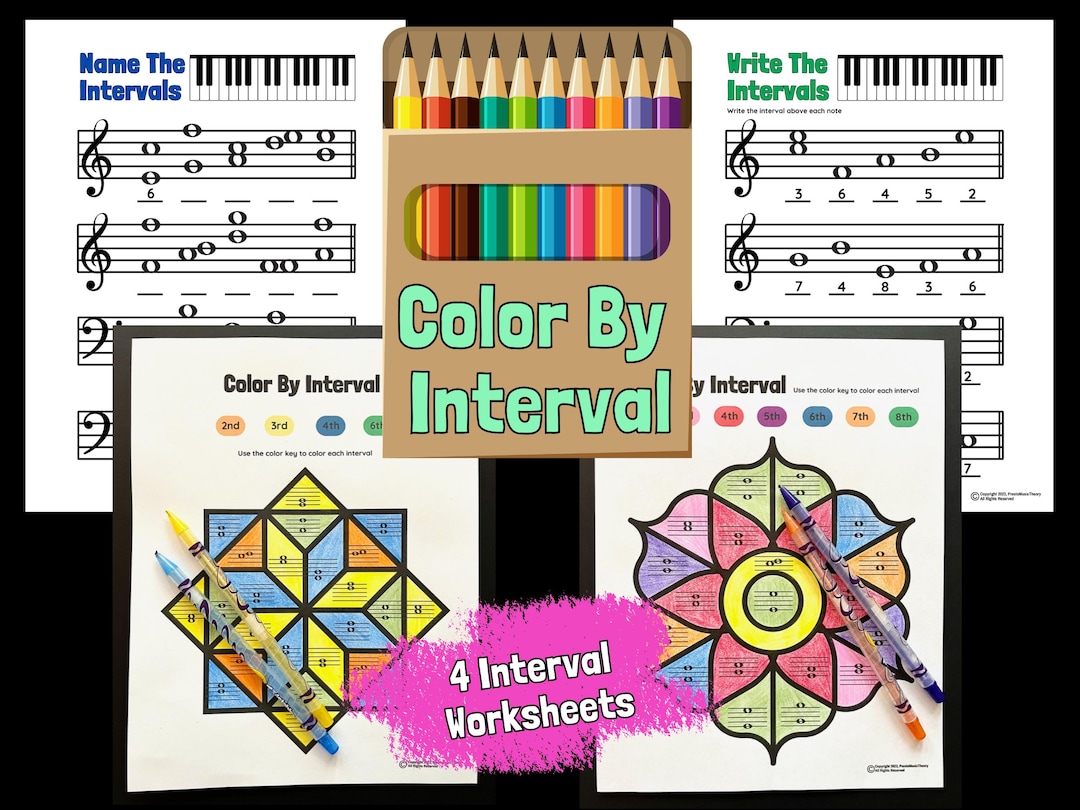Intervals, Color by Interval, Interval Worksheets, Music Intervals ...