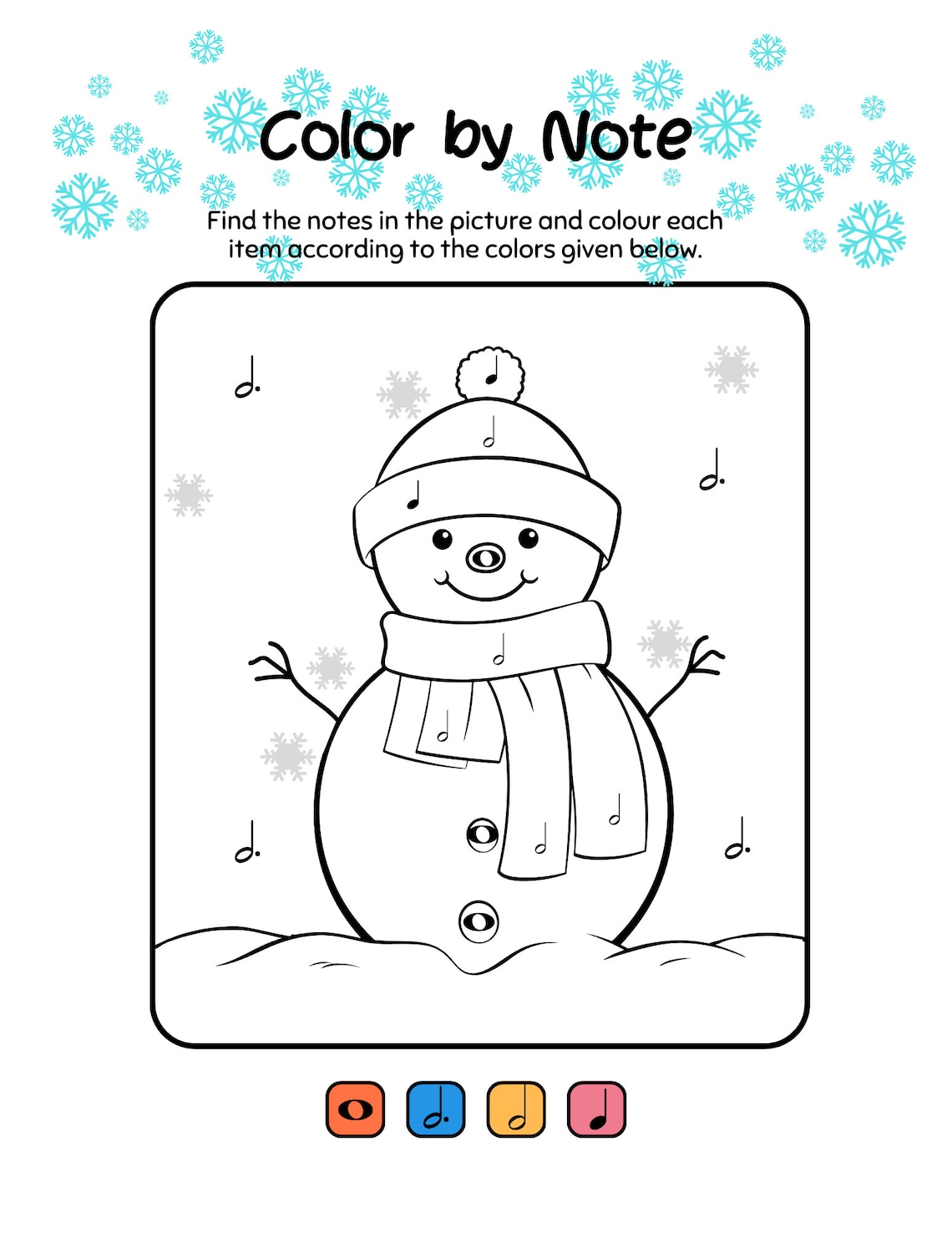 Christmas Music Worksheets, Treble and Bass Clef Note Names, Color by ...