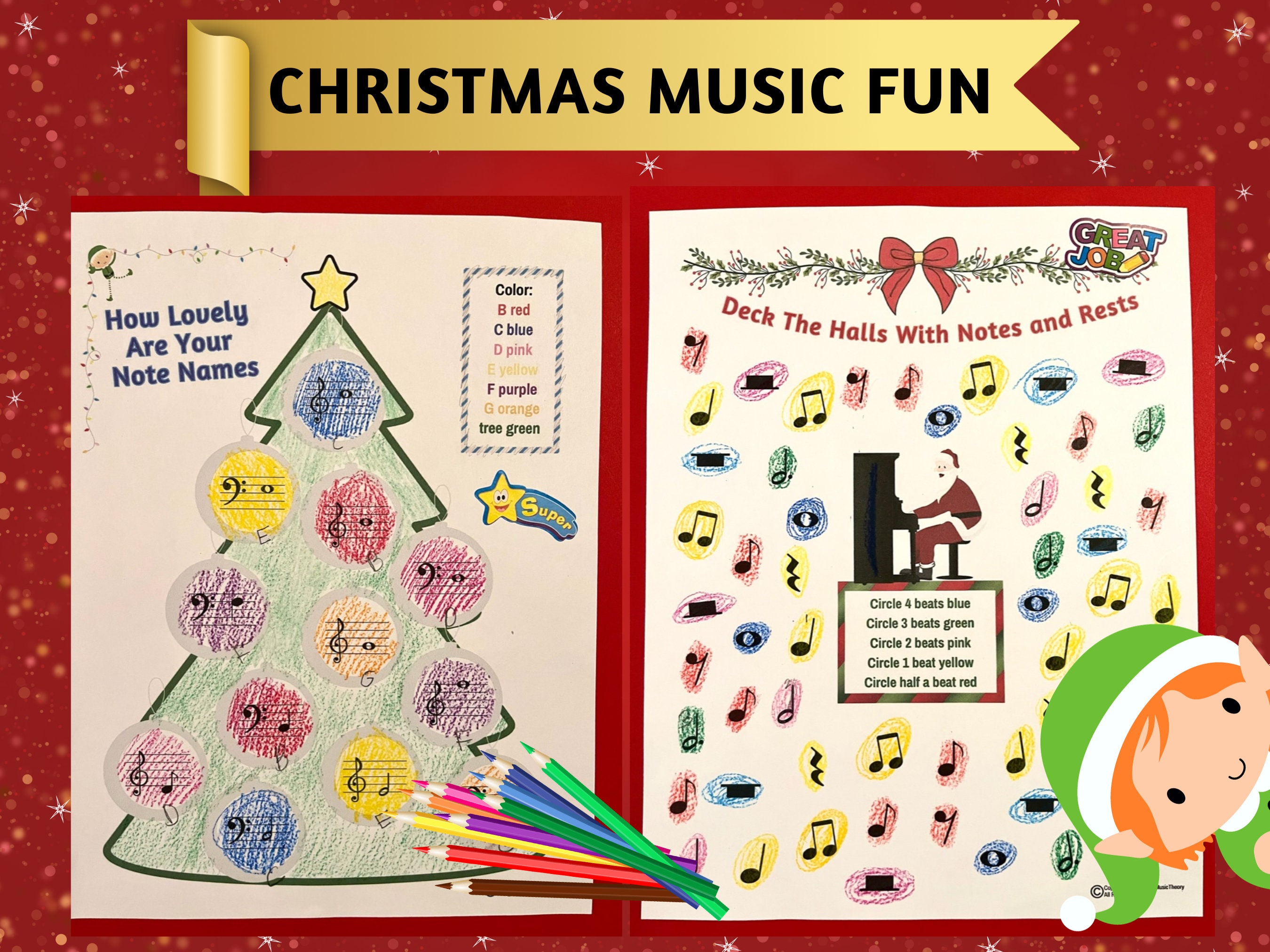 Christmas Music Fun! Christmas Tree Note Names, Deck the Halls With ...
