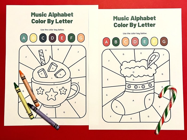 Christmas Music Alphabet Color by Letter, Perfect for Beginners! Piano ...