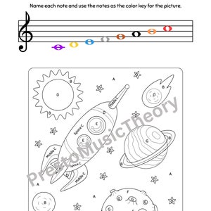 Color by Note Treble Clef and Bass Clef, Music Theory Fun, Piano Lesson ...