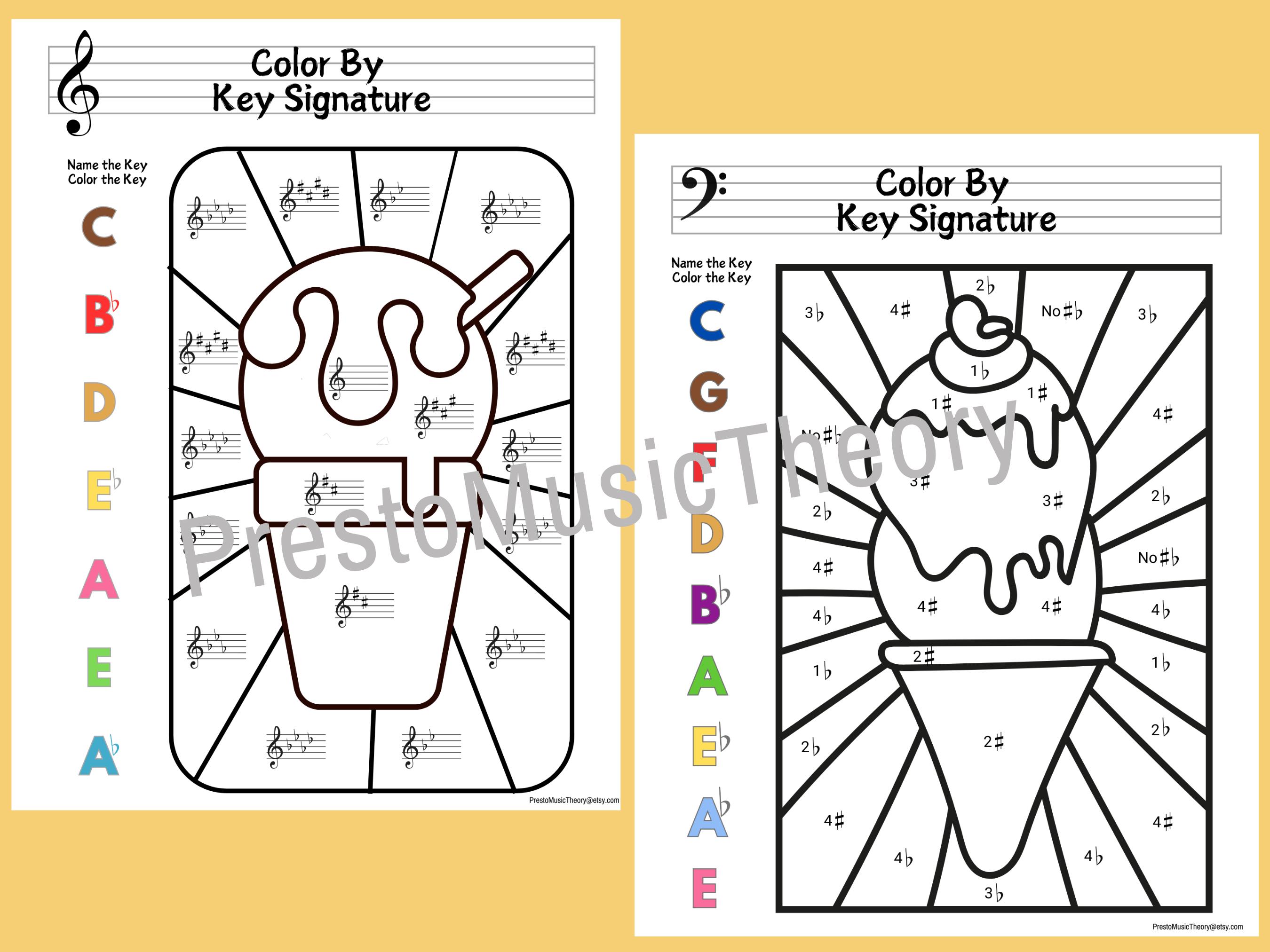 Color by Key Signature, Key Signature Coloring Pages, Key Signature ...