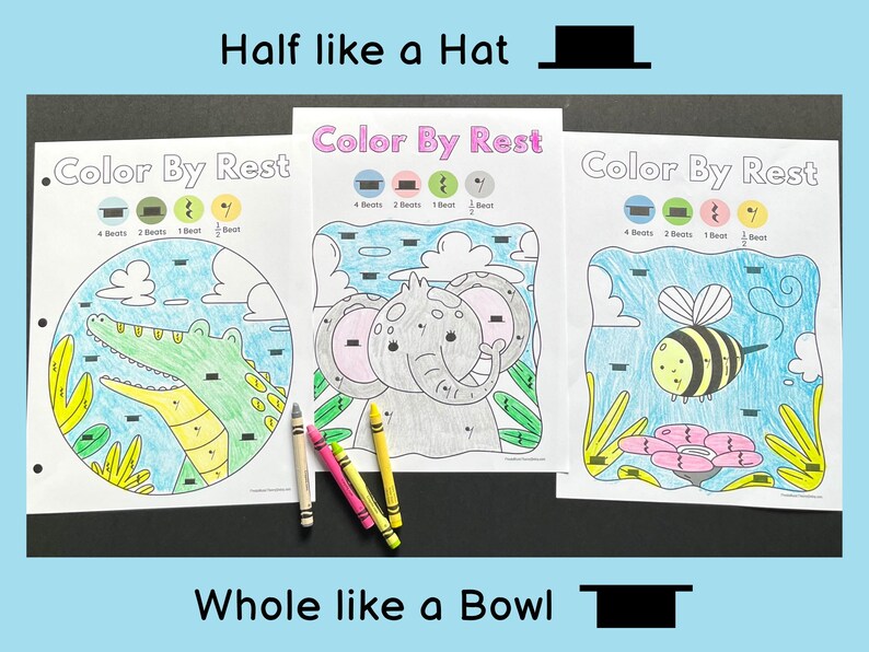 Color by Rest, Music Rest Worksheets, Music Rest Coloring Pages ...