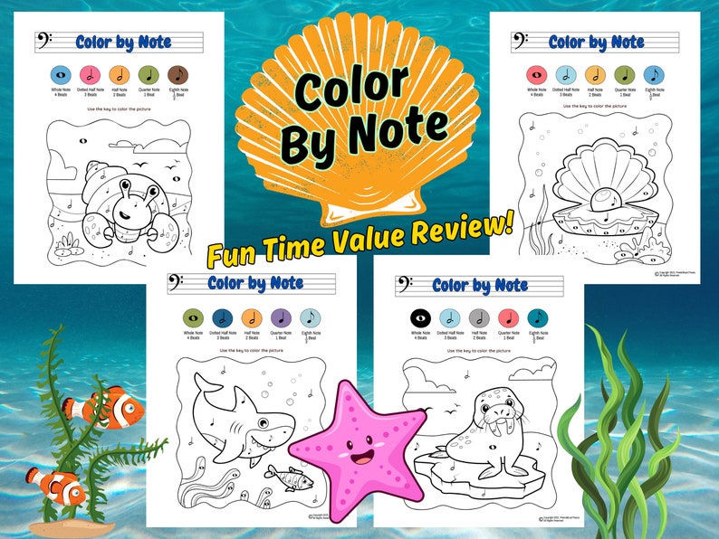 Music Color by Note, Color by Time Values, Kids Coloring Pages ...