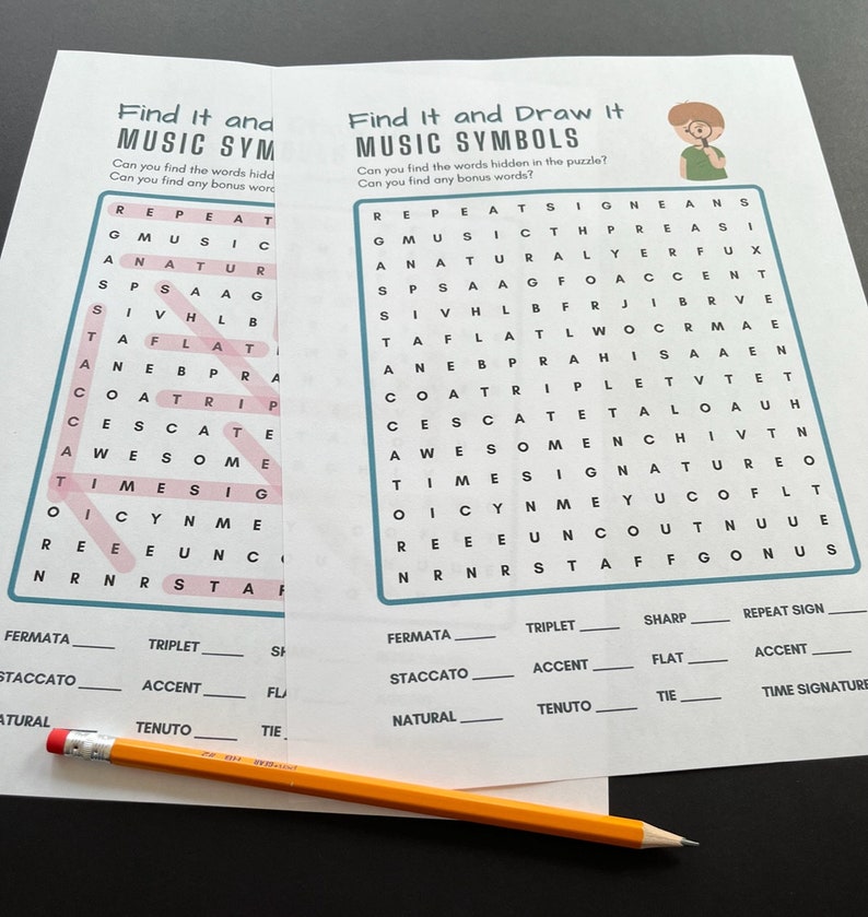Music Word Search, Find It and Draw It! Music Symbols Word Search ...
