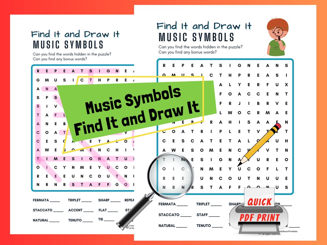 Music Word Search, Find It and Draw It! Music Symbols Word Search ...