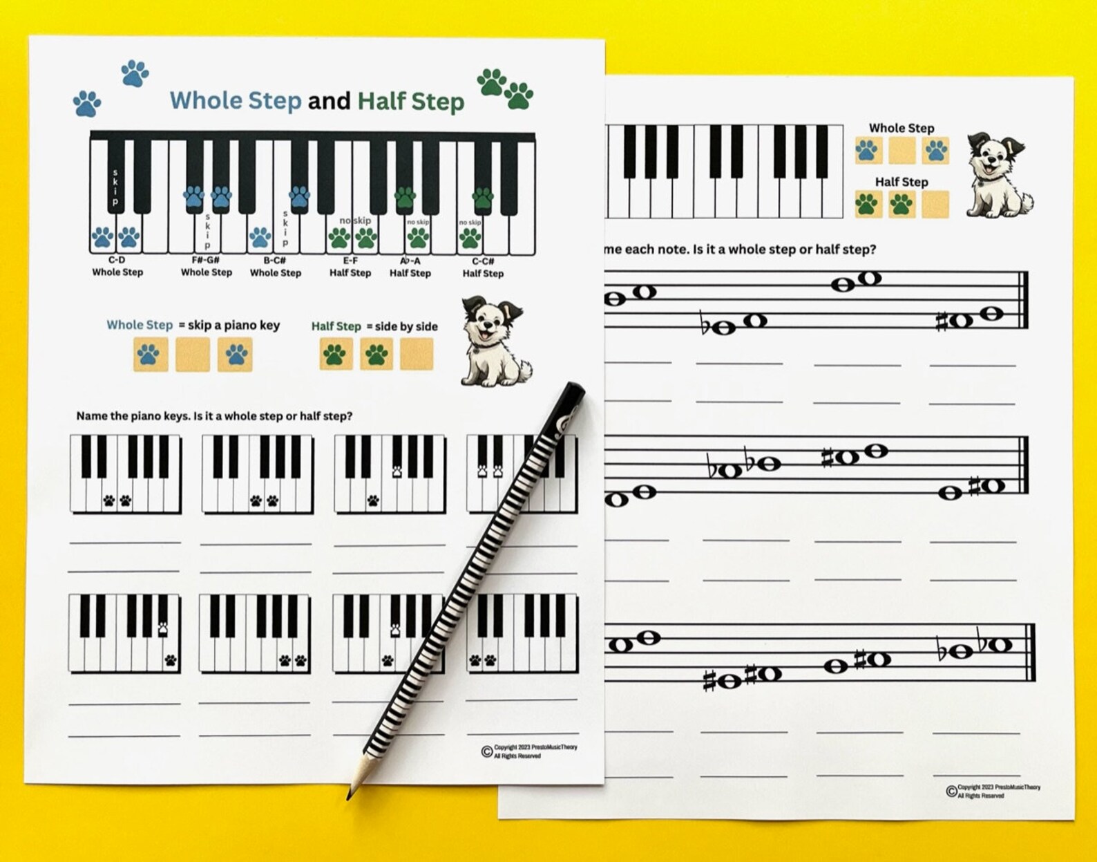 Whole Step and Half Step, Step and Skip, Piano Semitone and Whole Tone ...