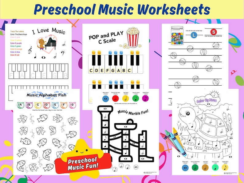 Preschool Music Worksheets, Preschool Piano Theory, Preschool Music ...