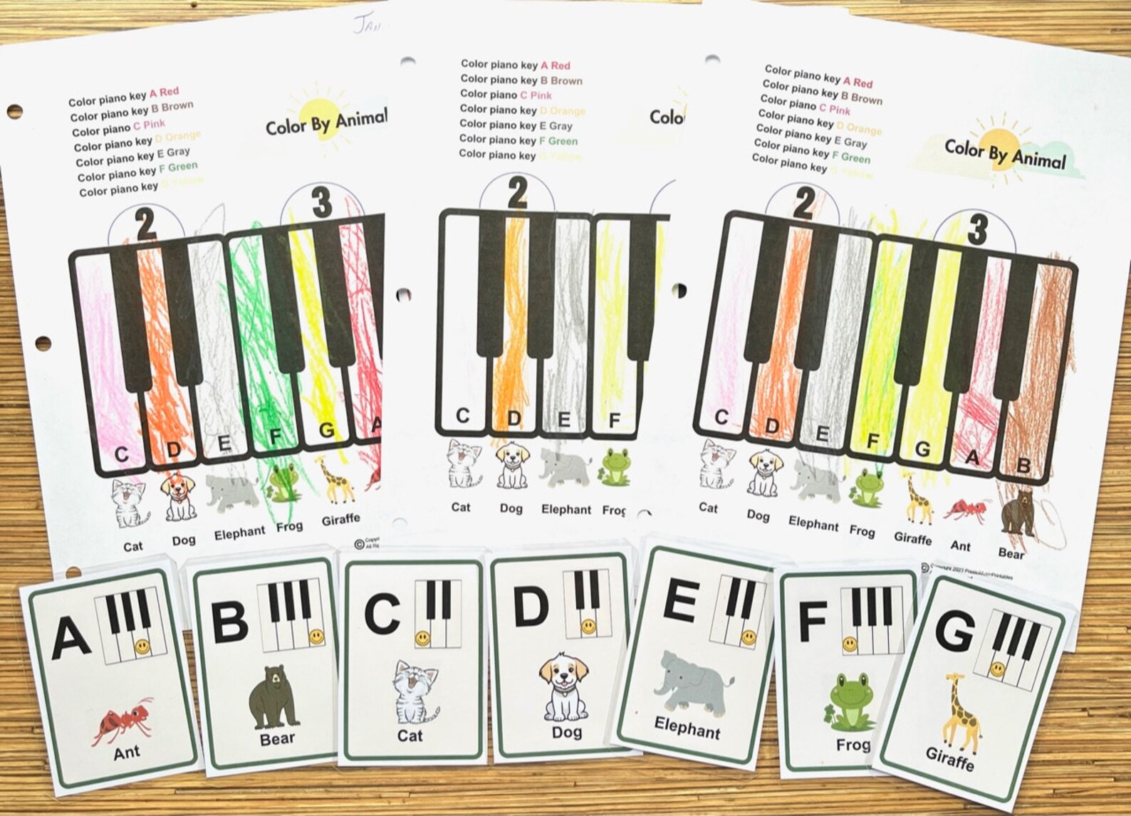 Piano Key Flashcards and Music Worksheet. Preschool Piano Flashcards ...