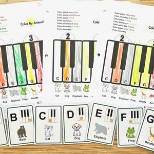 Piano Key Flashcards and Music Worksheet. Preschool Piano Flashcards ...