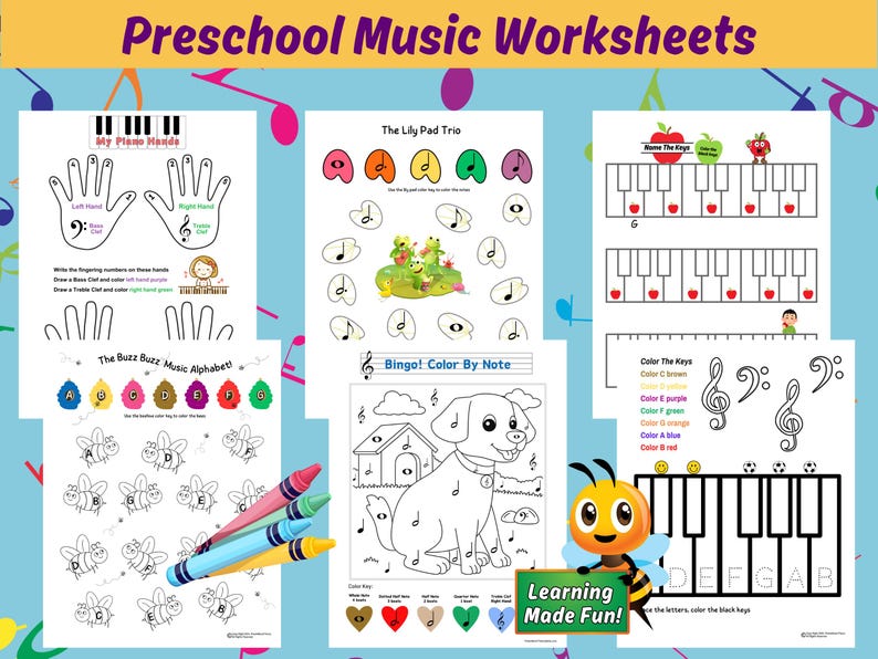 Preschool Music Worksheets, Preschool Piano, Preschool Music Coloring ...