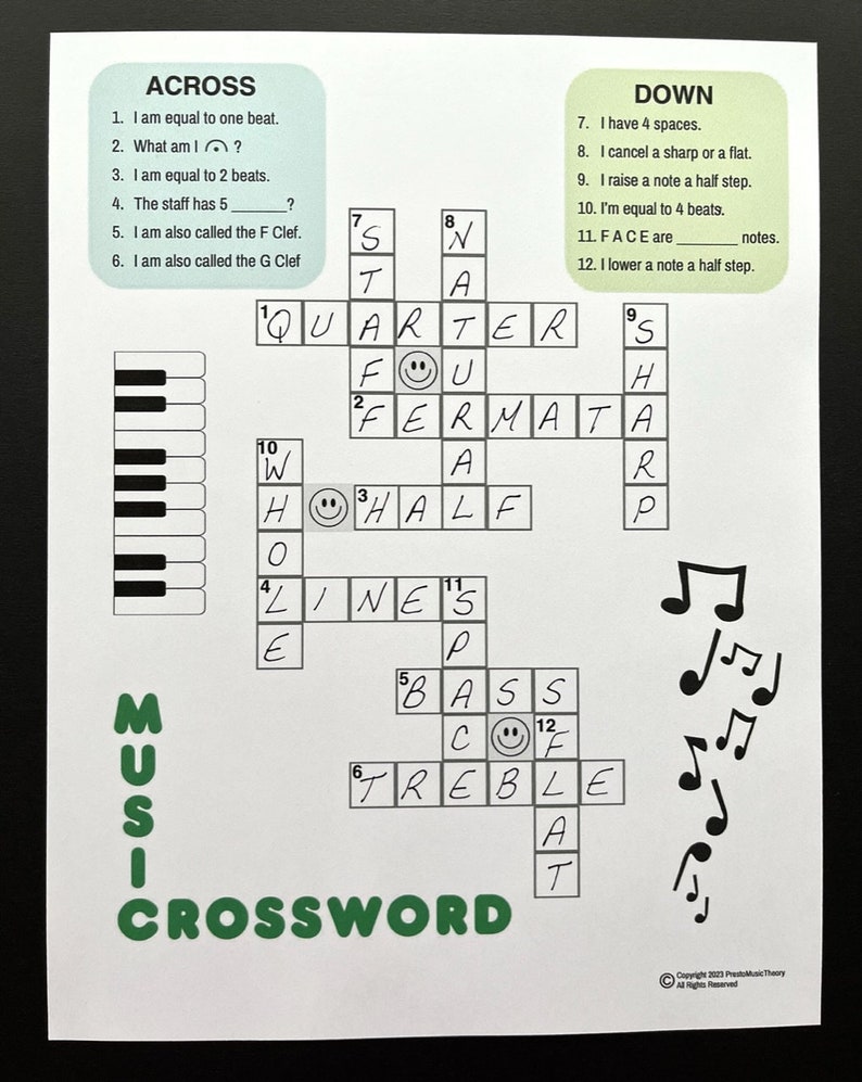 Music Crossword Puzzle, Music Math, Music Puzzles, Music Worksheets ...