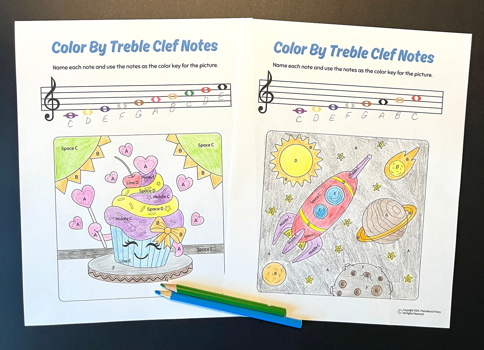 Color by Note Treble Clef and Bass Clef, Music Theory Fun, Piano Lesson ...