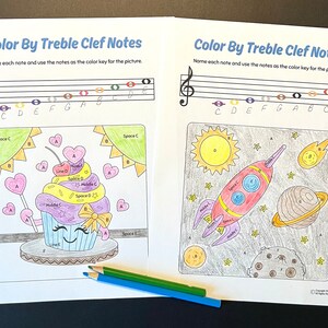 Color by Note Treble Clef and Bass Clef, Music Theory Fun, Piano Lesson ...