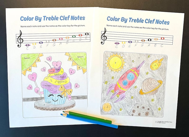Color by Note Treble Clef and Bass Clef, Music Theory Fun, Piano Lesson ...