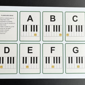 Piano Key Flashcards and Name the Piano Keys Worksheet Fun - Etsy
