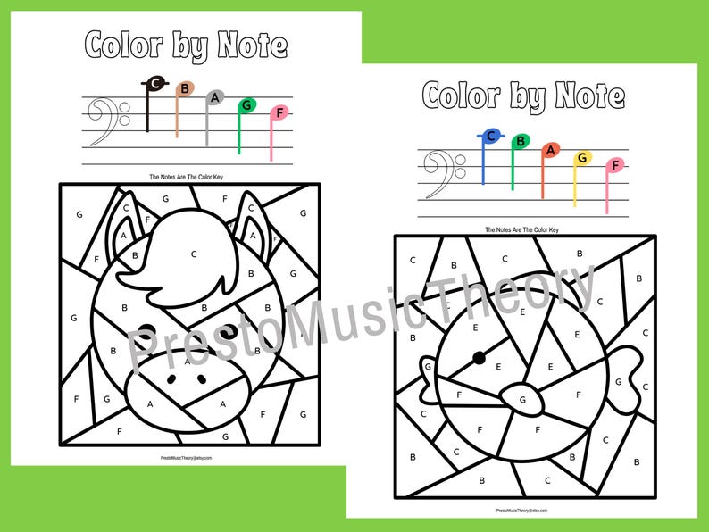 Color by Note, Beginner Note Names, Beginner Music Worksheets ...