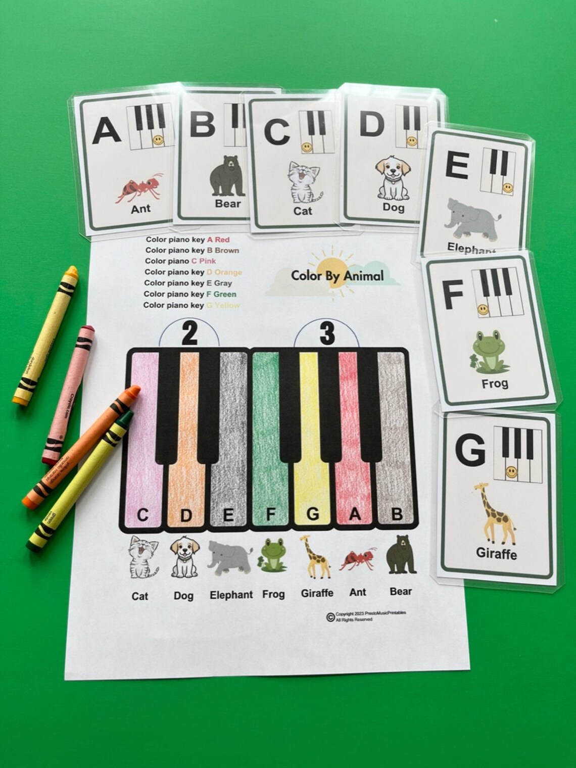 Piano Key Flashcards and Music Worksheet. Preschool Piano Flashcards ...