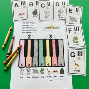 Piano Key Flashcards and Music Worksheet. Preschool Piano Flashcards ...