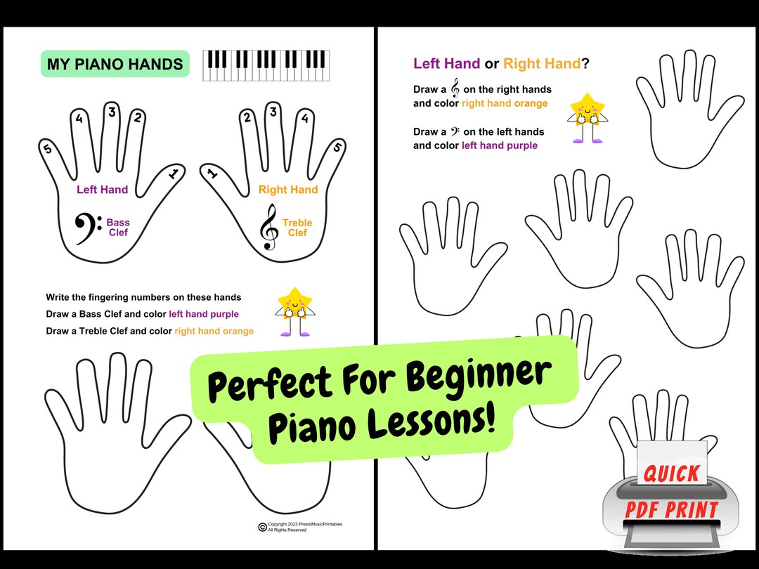 My Piano Hands, Learning Treble Clef Hand, Bass Clef Hand, Piano ...