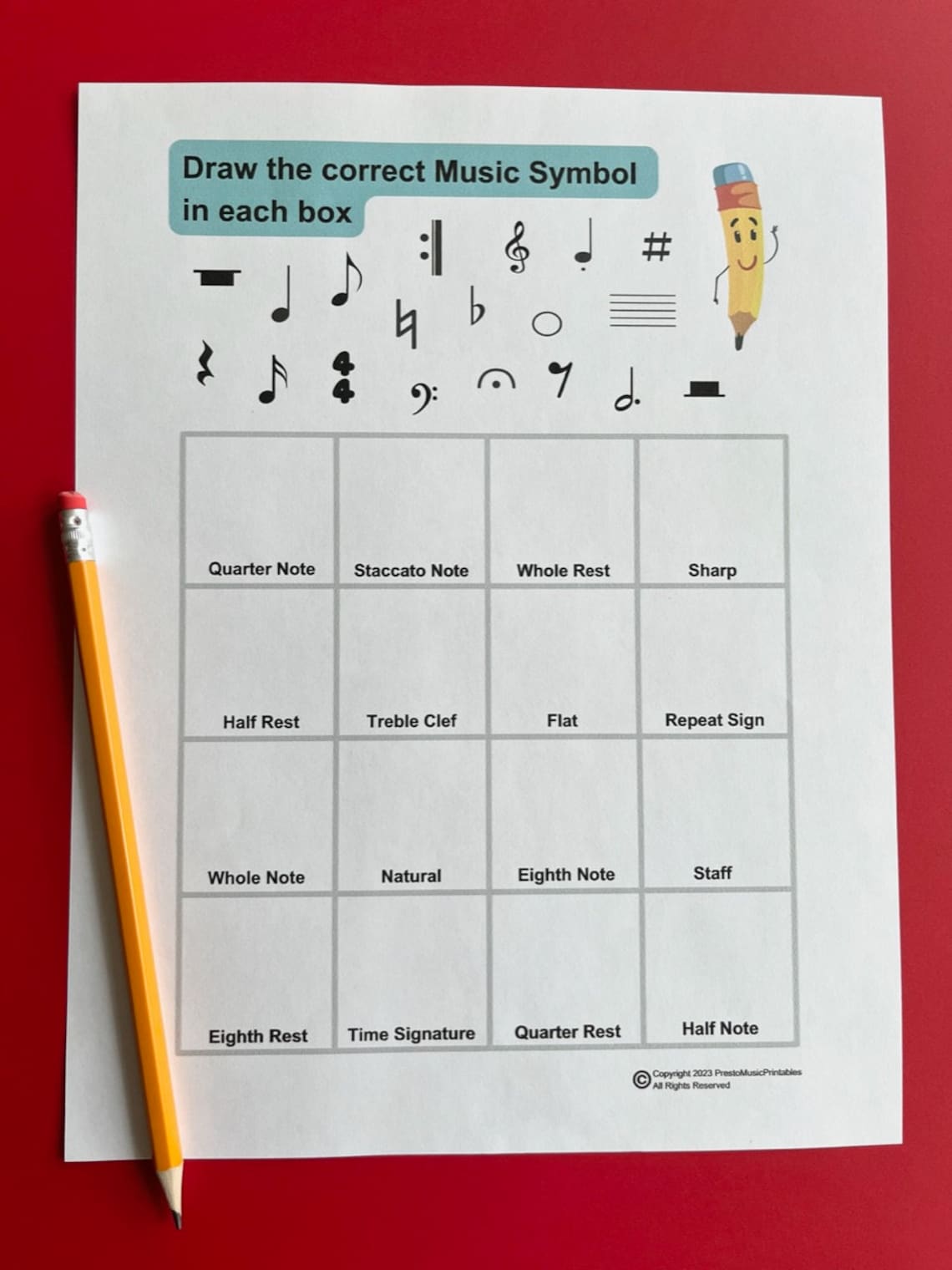 24 Music Symbol Flashcards and Draw the Music Symbol Worksheet - A Fun ...