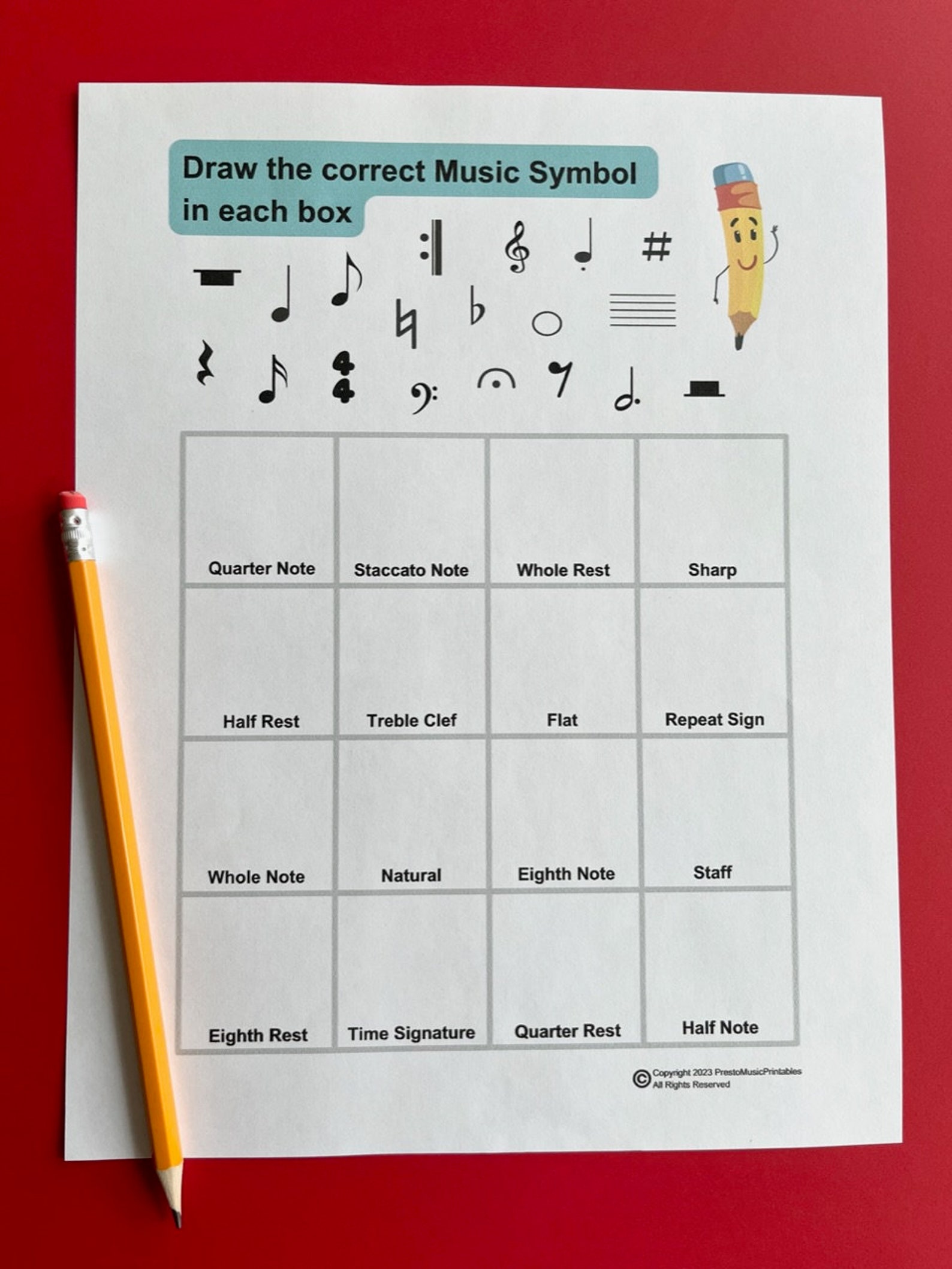 24 Music Symbol Flashcards and Draw the Music Symbol Worksheet - A Fun ...