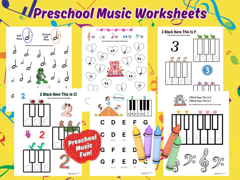 Preschool Music Worksheets, Preschool Music, Preschool Piano Theory ...