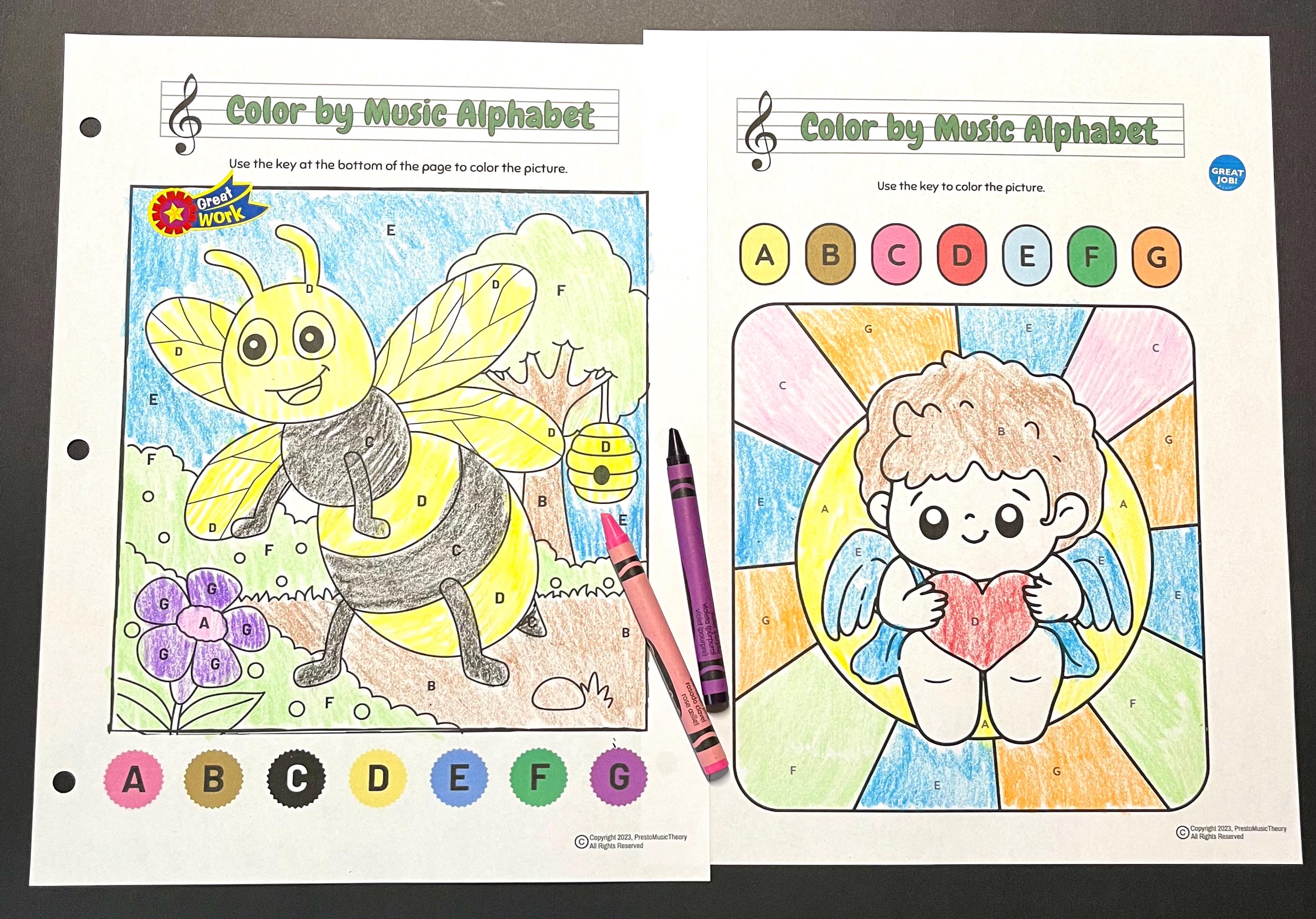 Color by Letter Music Alphabet, Preschool Music Worksheets, Beginner ...