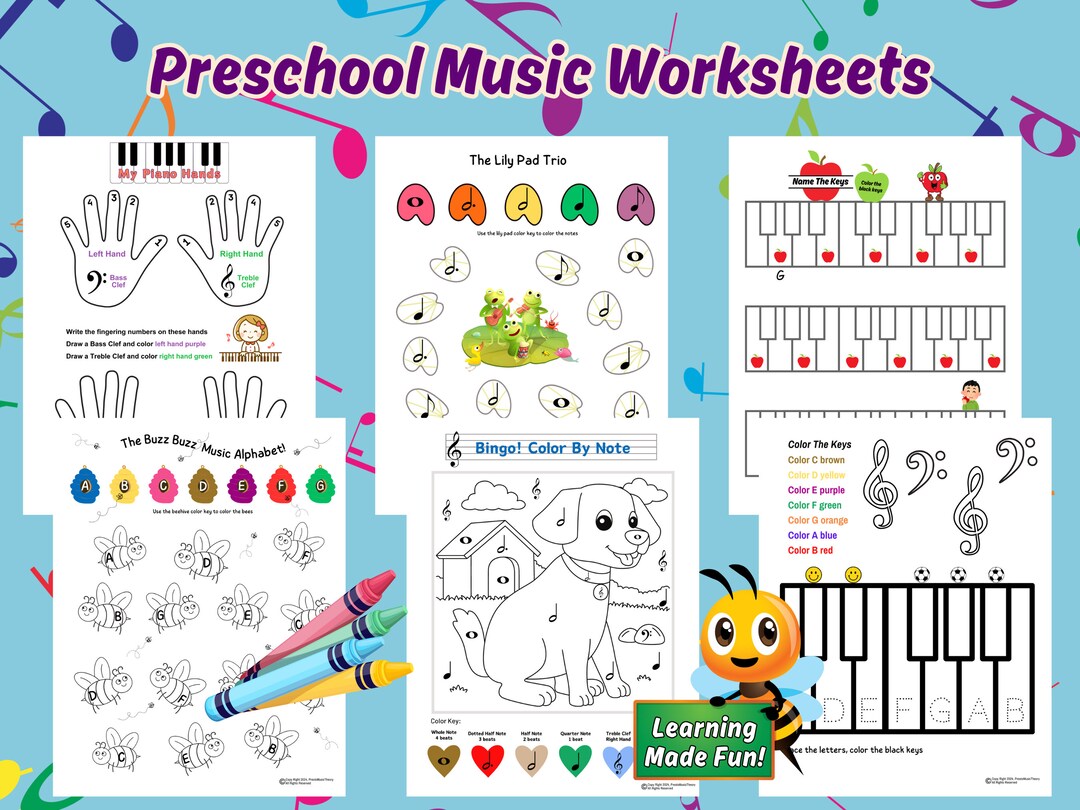 Preschool Music Worksheets, Preschool Piano, Preschool Music Coloring ...