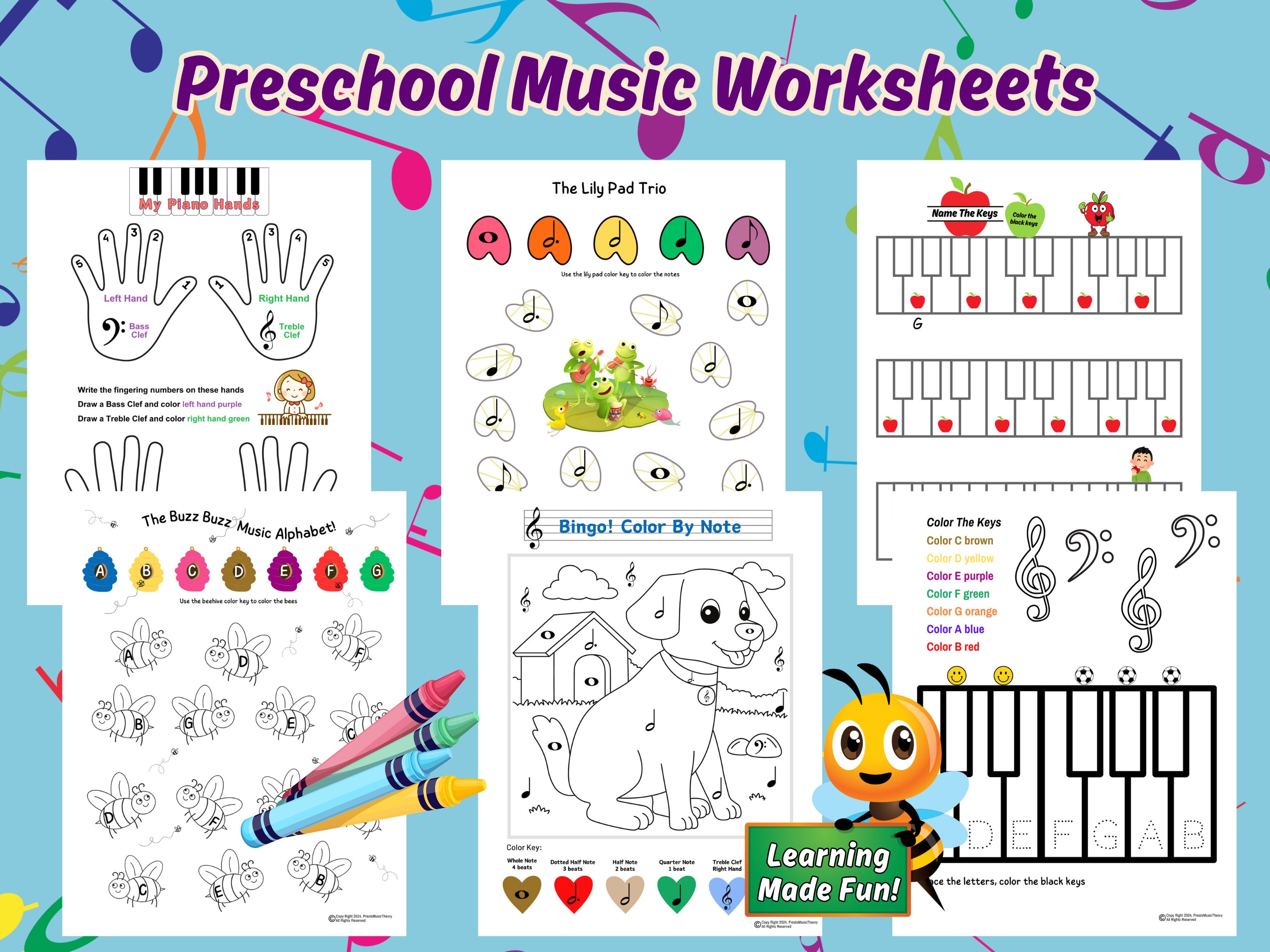 Preschool Music Worksheets, Preschool Piano, Preschool Music Coloring ...