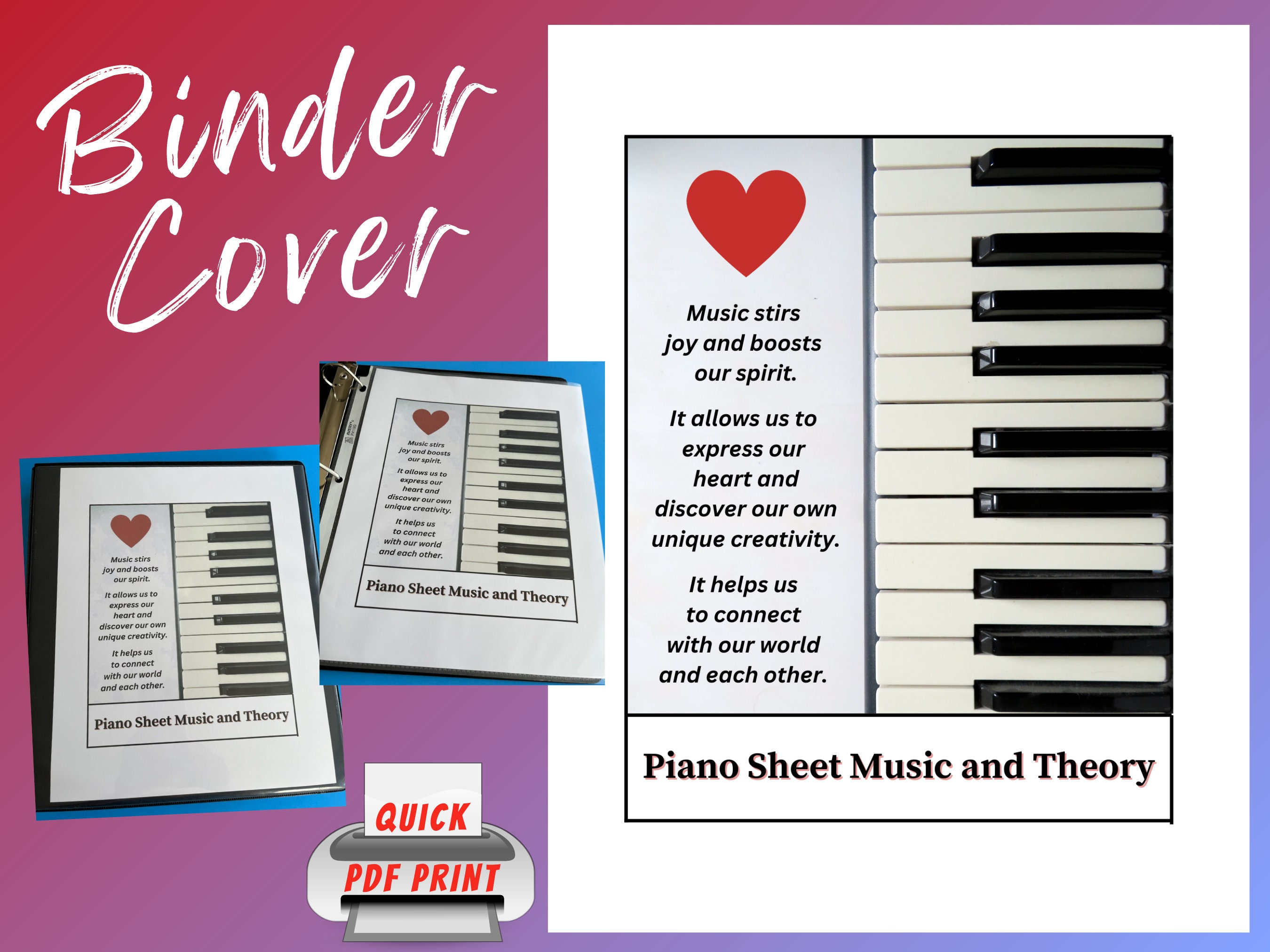 Music Binder Cover, Music Stirs Joy and Boosts Our Sprit, a Sparkle of ...