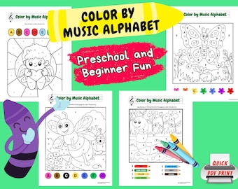 Music Color by Note, Color by Time Values, Kids Coloring Pages ...